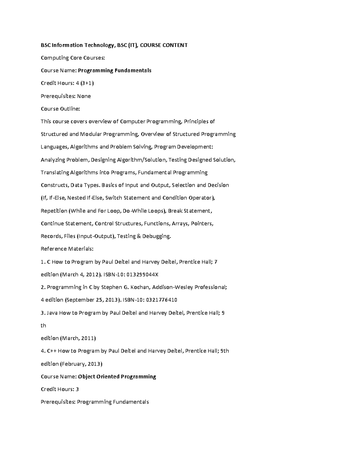 BSC IT 2 Years Program - BSC Information Technology, BSC (IT), COURSE ...