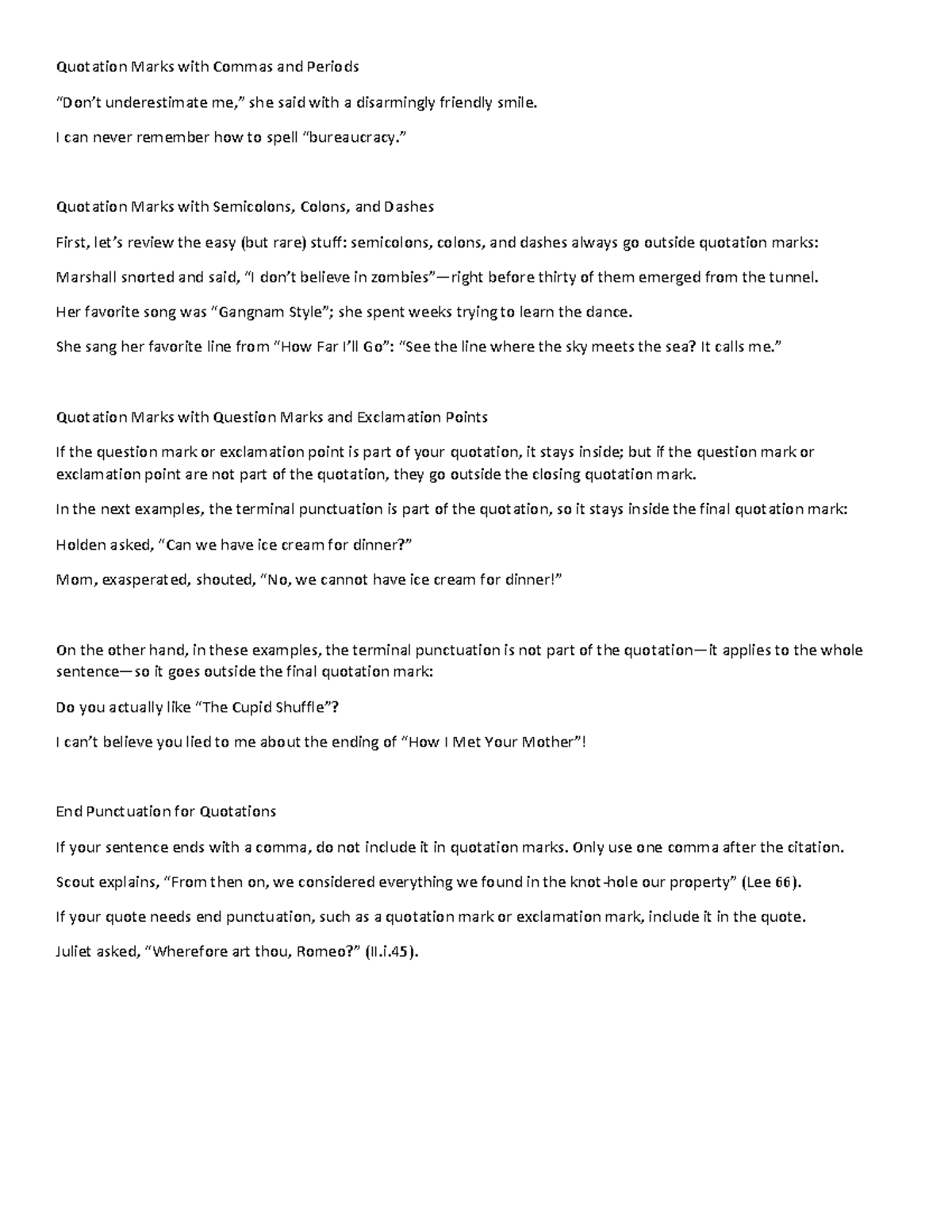 Punctuation and quotations - Quotation Marks with Commas and Periods