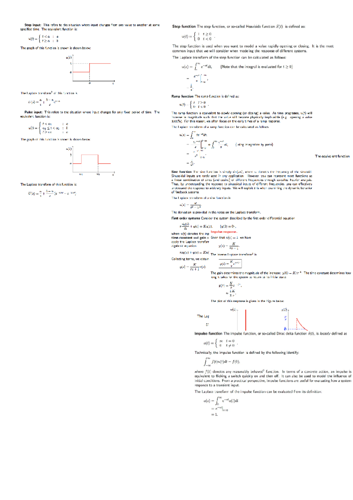Chbe 440 cheatsheet 1 - Summary Process Control And Dynamics - CHBE 440 - Studocu