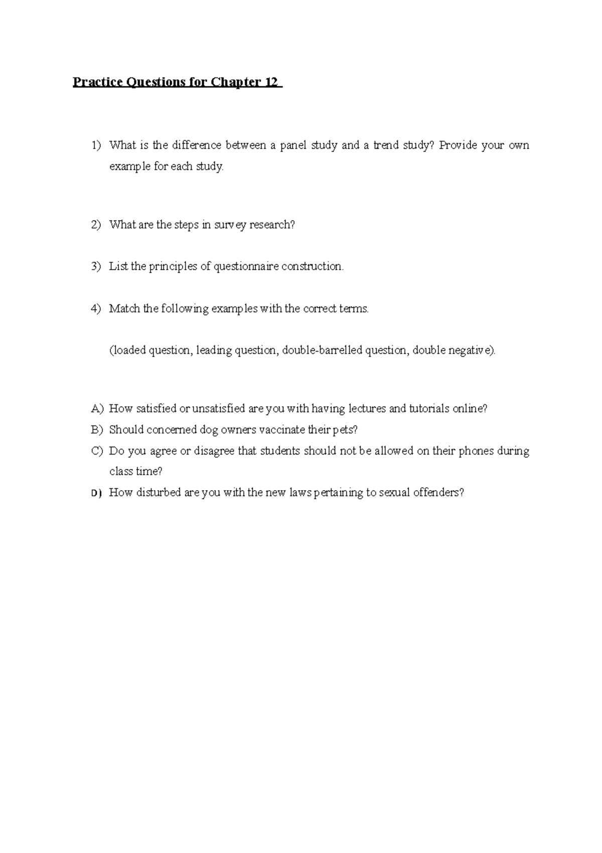 Practice Examples for Chapter 12 - Practice Questions for Chapter 12 ...