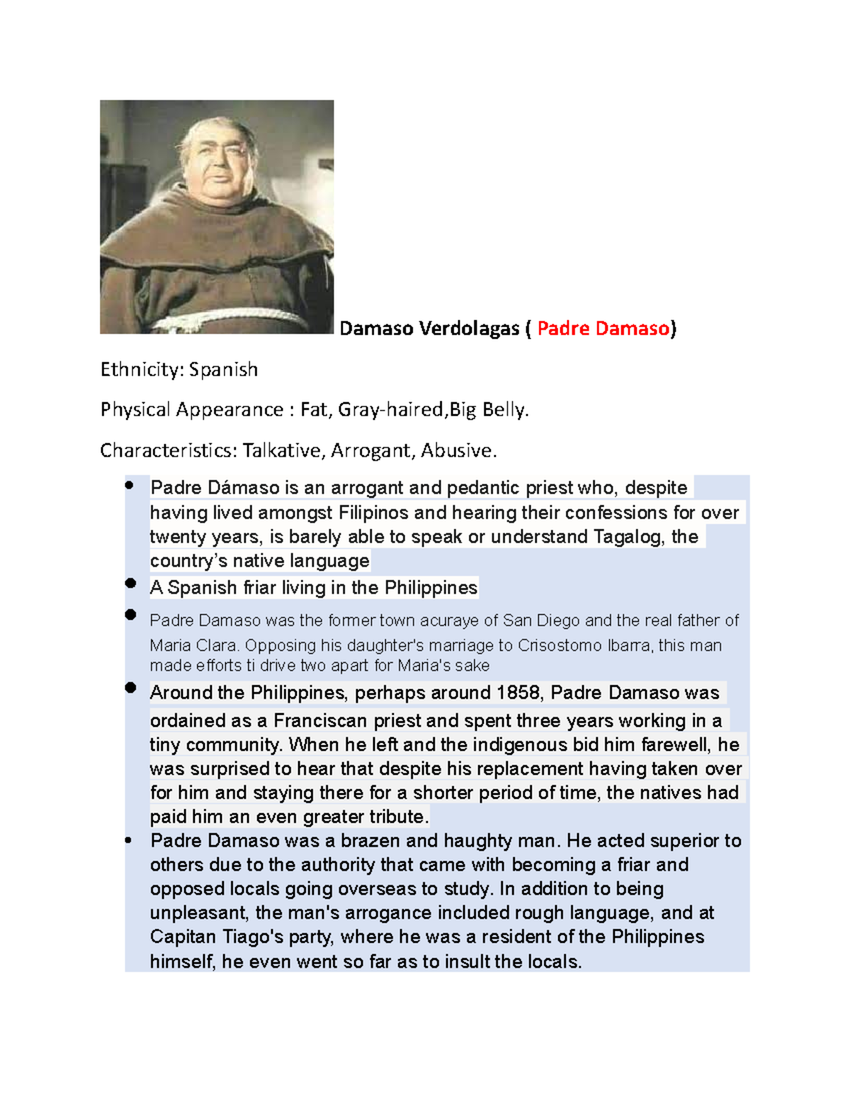 Padre- Damaso - njjn - Damaso Verdolagas ( Padre Damaso) Ethnicity ...