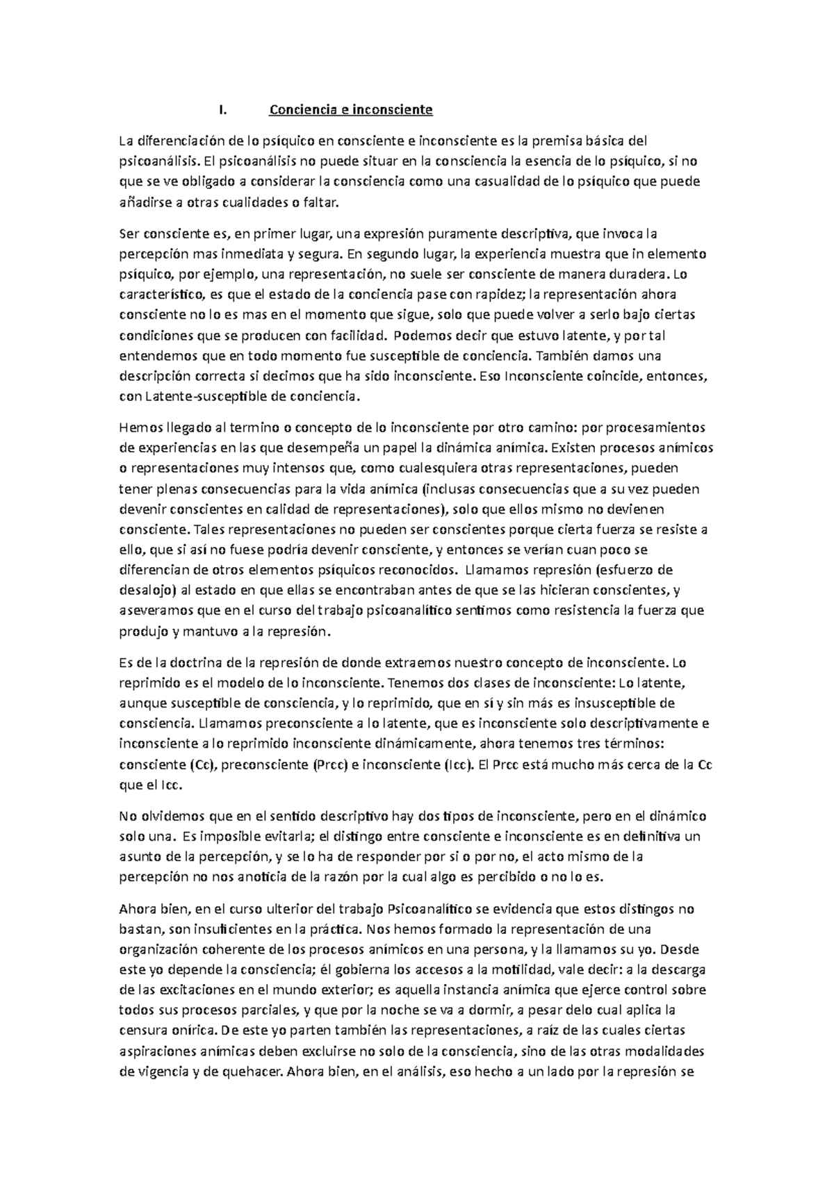 Freud, S. (1923) “El yo y el ello (cap. I, II, III y V)”. En O.C. A.E ...