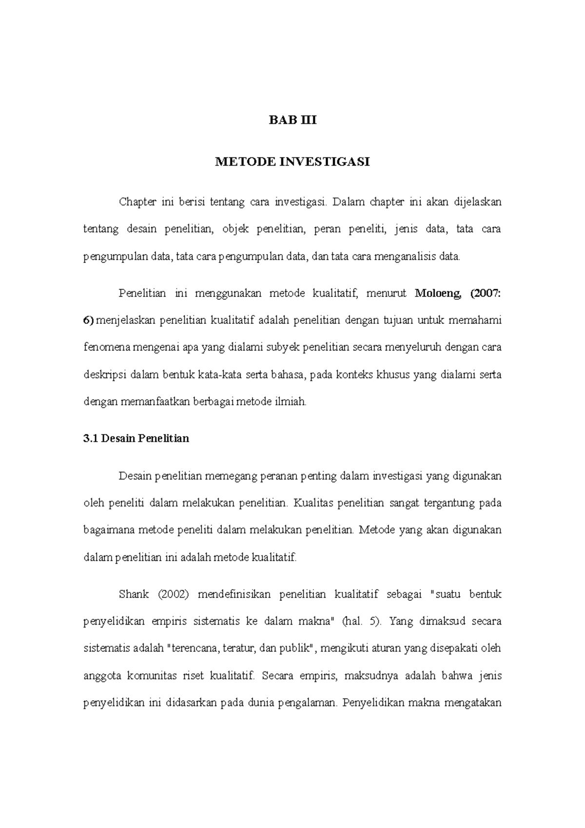 Chapter 3 marufulhamdan - BAB III METODE INVESTIGASI Chapter ini berisi ...