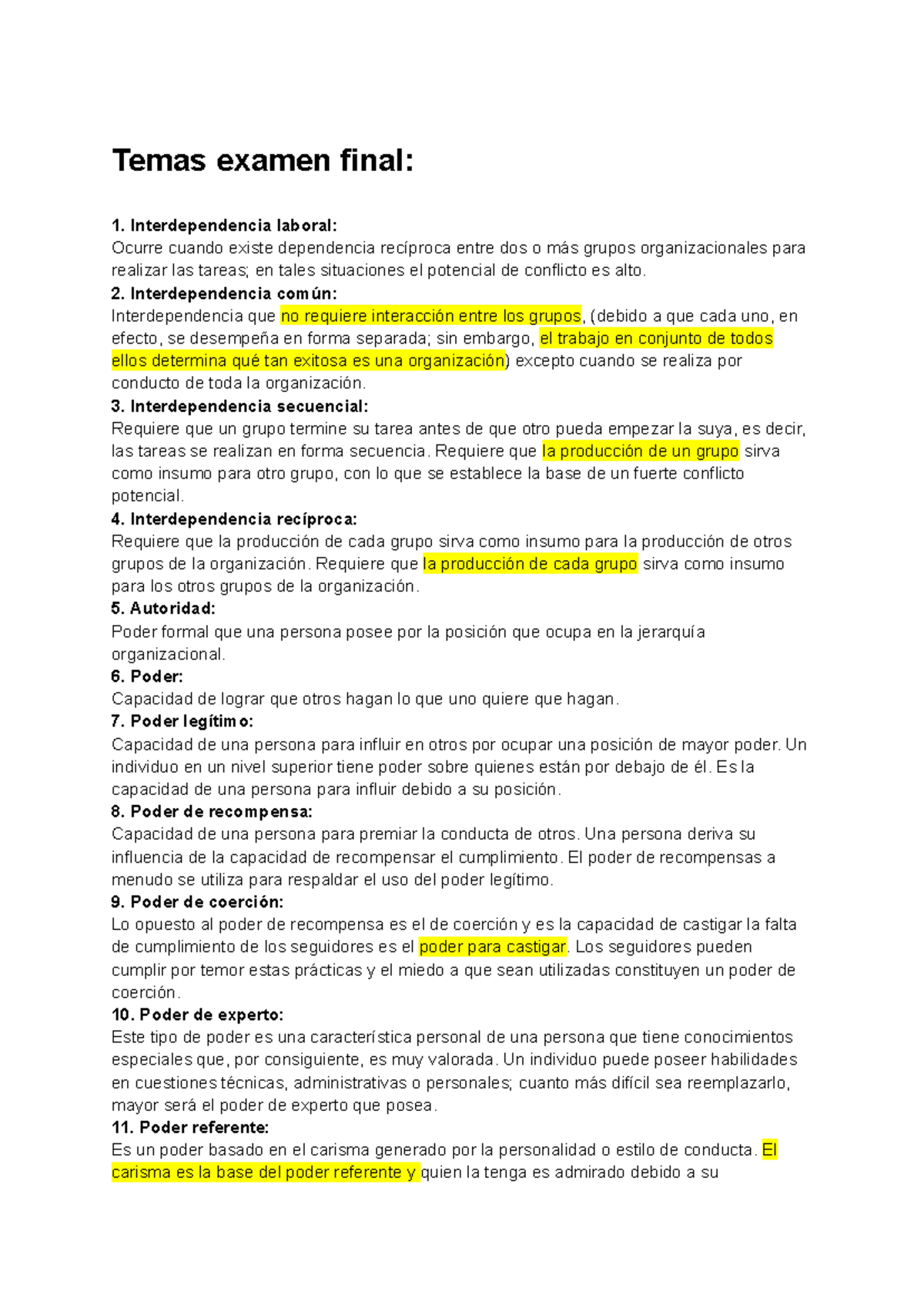 Temas del Exm. Final de Psicología Industrial - Temas examen final ...