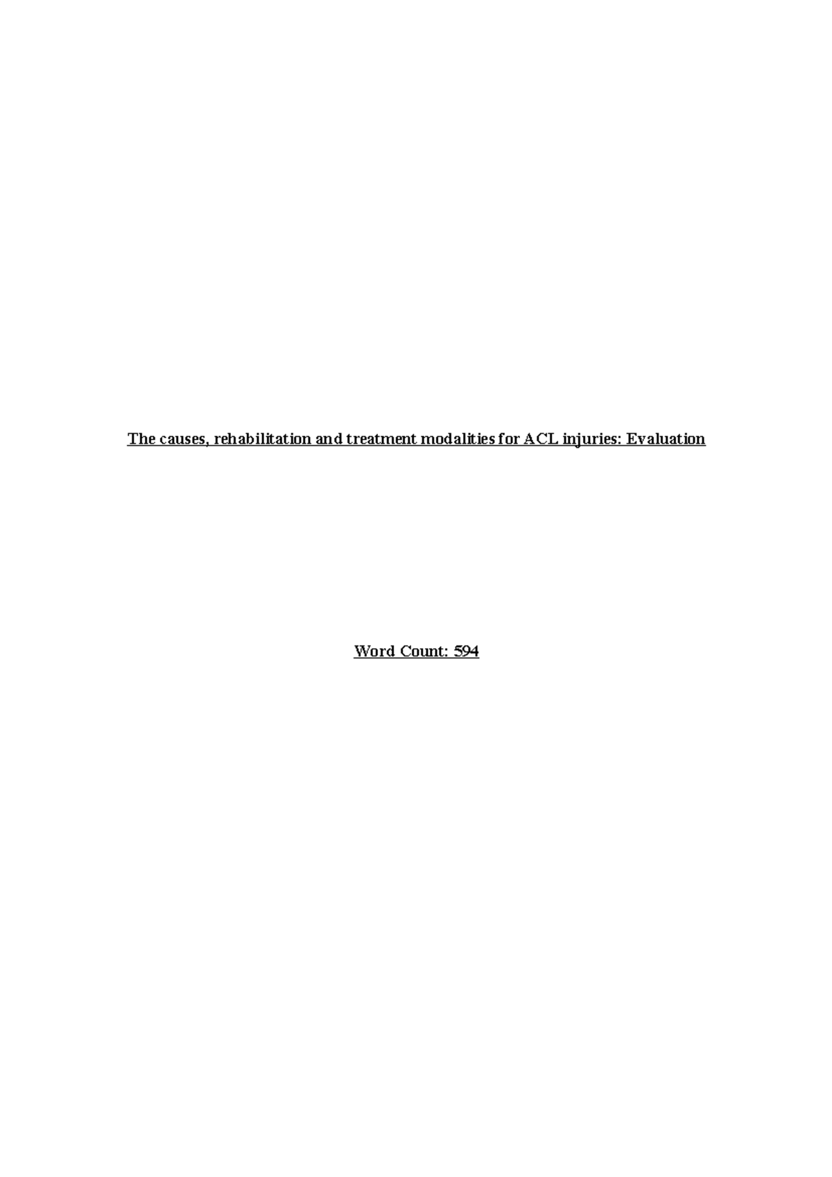 Graded unit - evaluation stage - The causes, rehabilitation and ...