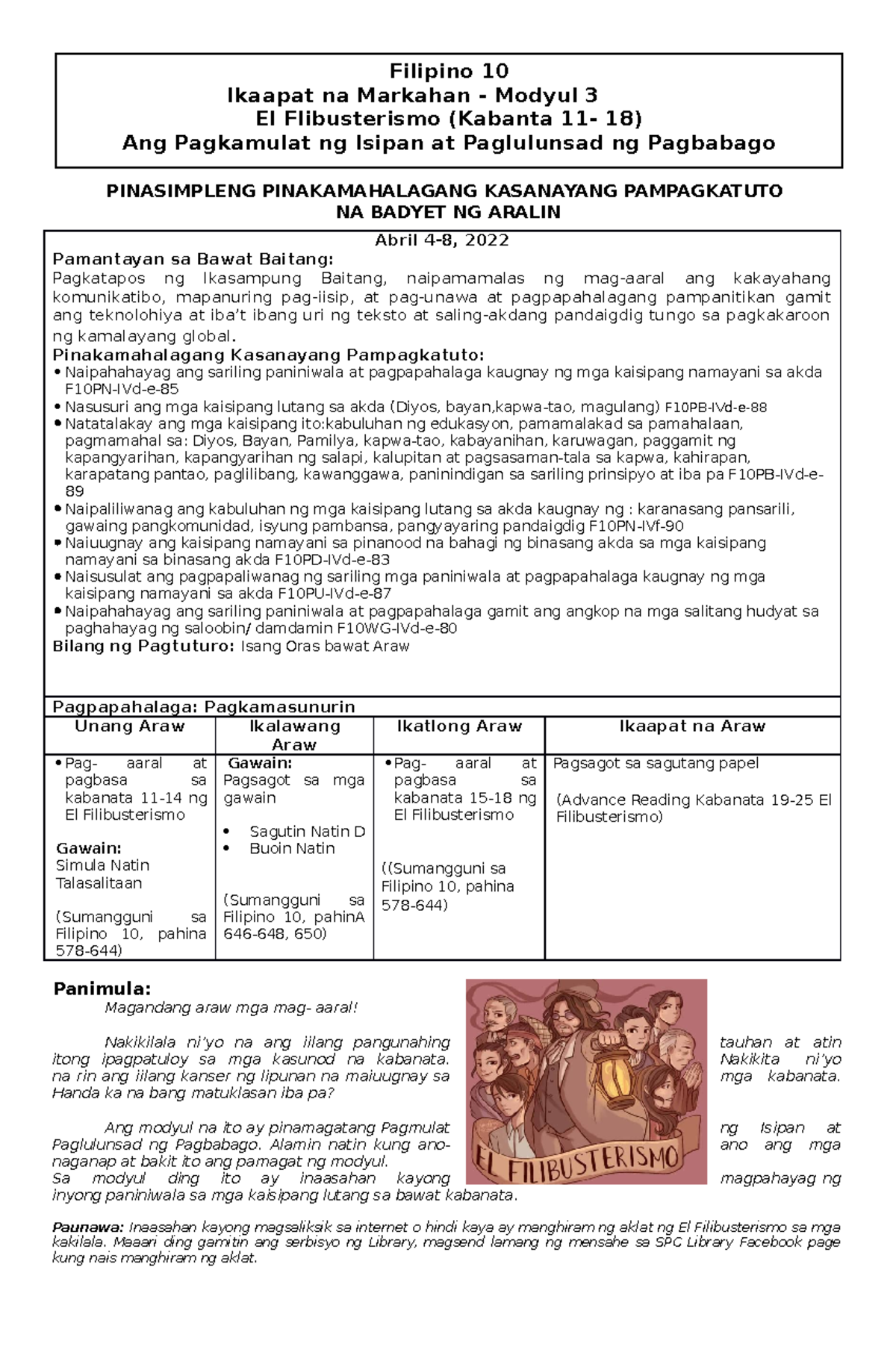 Filipino 10 4 3 - modules - PINASIMPLENG PINAKAMAHALAGANG KASANAYANG ...