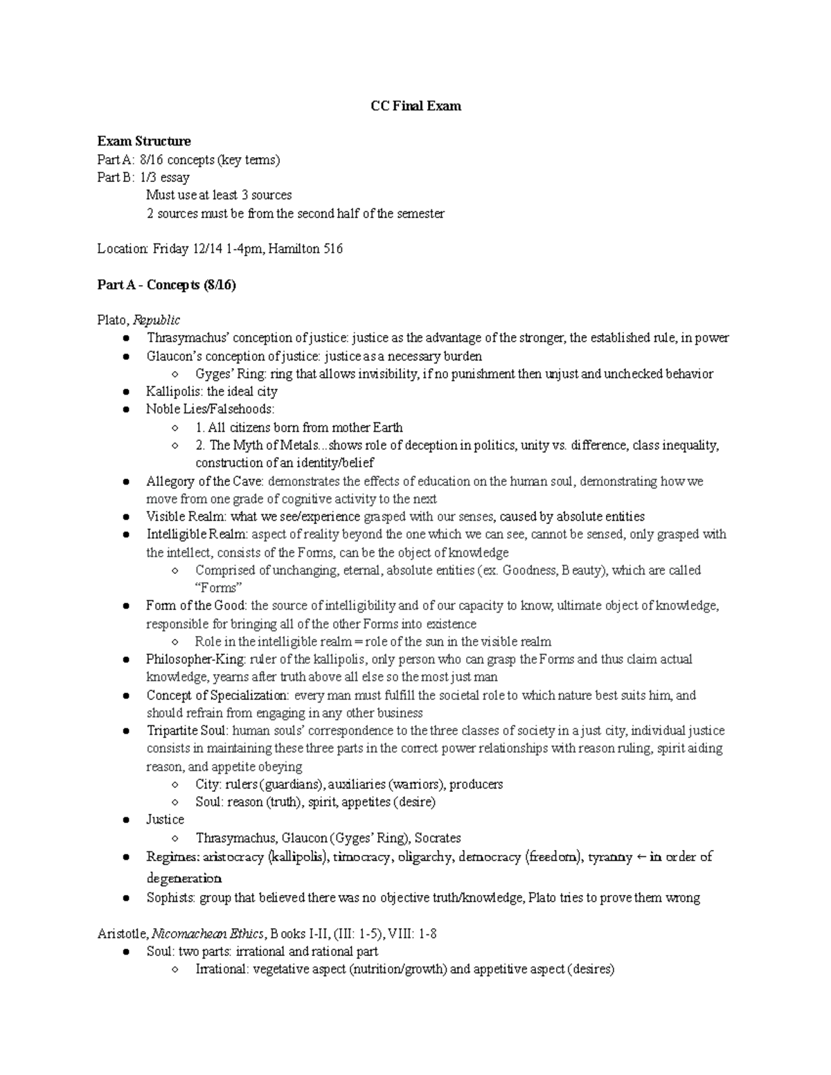 CC Final Review Sheet - Lecture notes 1-13 - CC Final Exam Exam ...