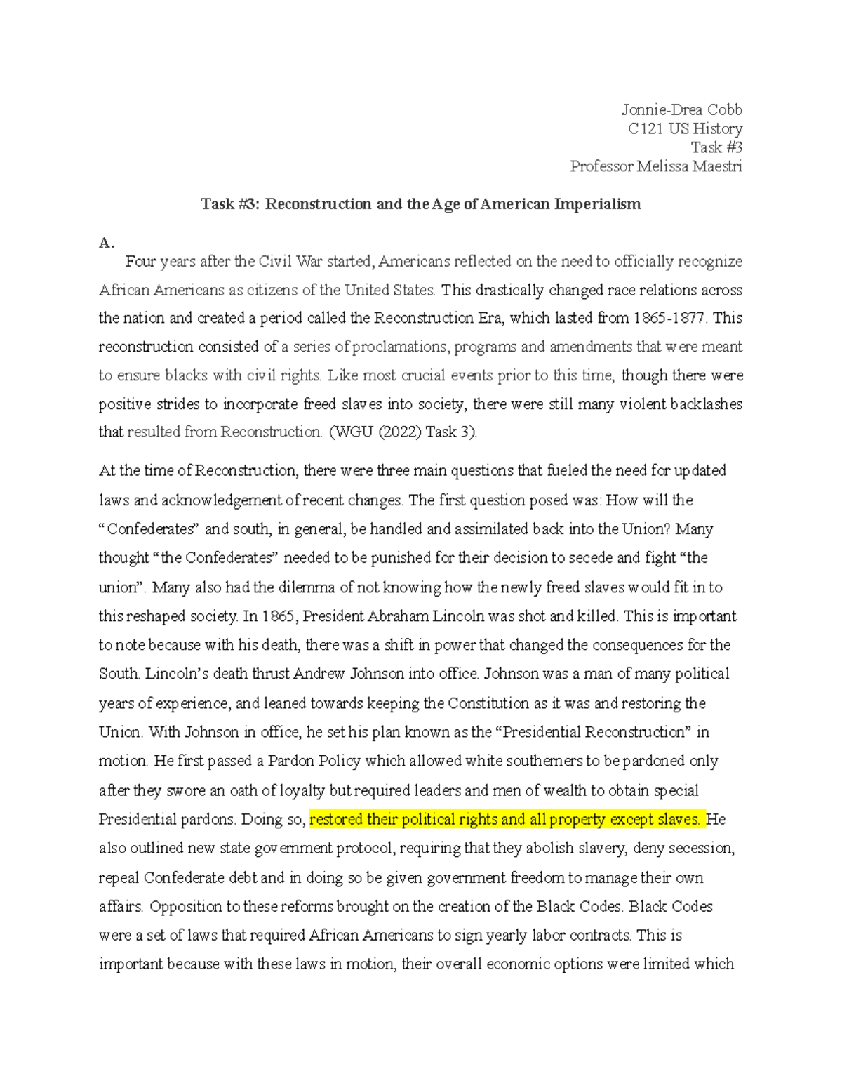 C121 Task #3-US History - Jonnie-Drea Cobb C121 US History Task ...