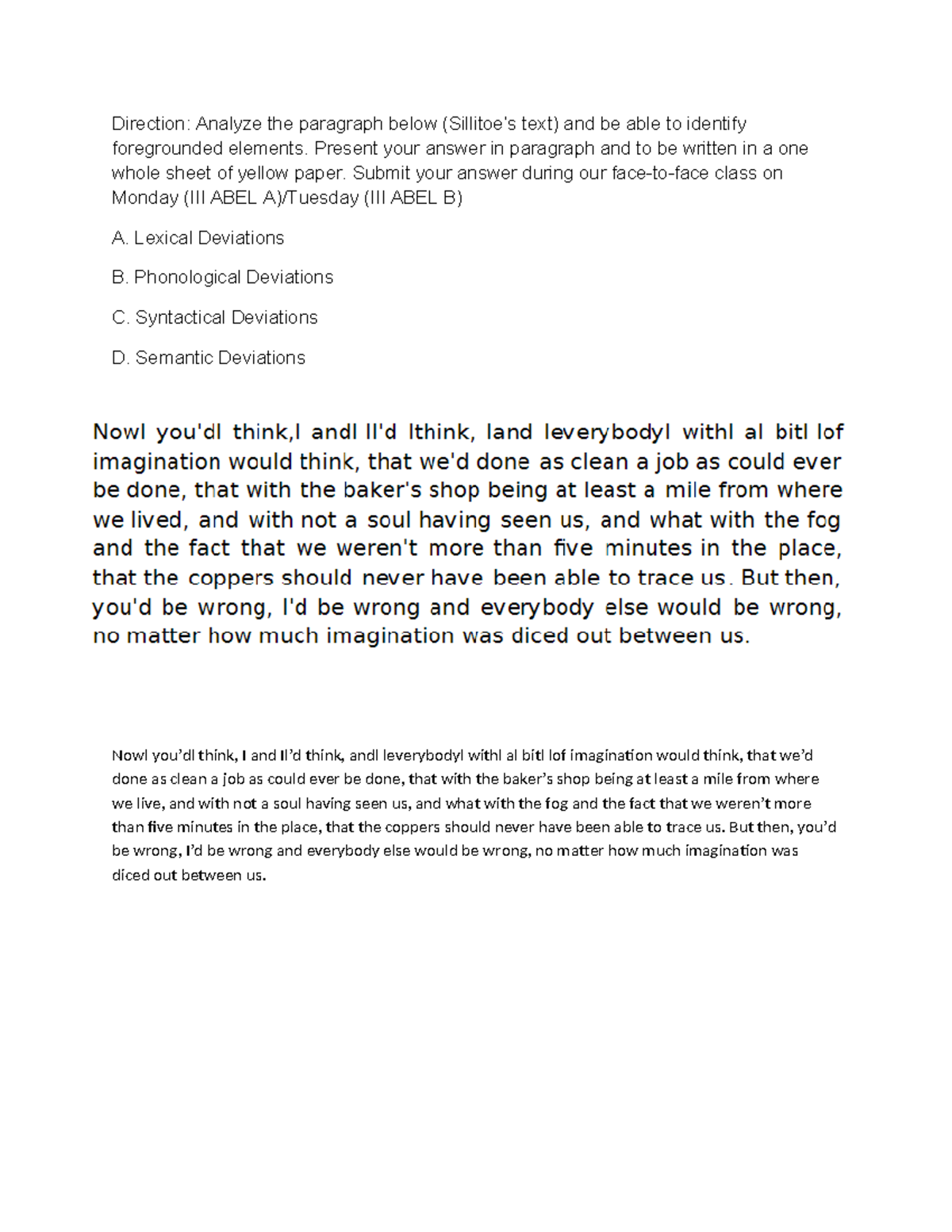 Answer - asdfghjksdfghjkl; - Direction: Analyze the paragraph below ...