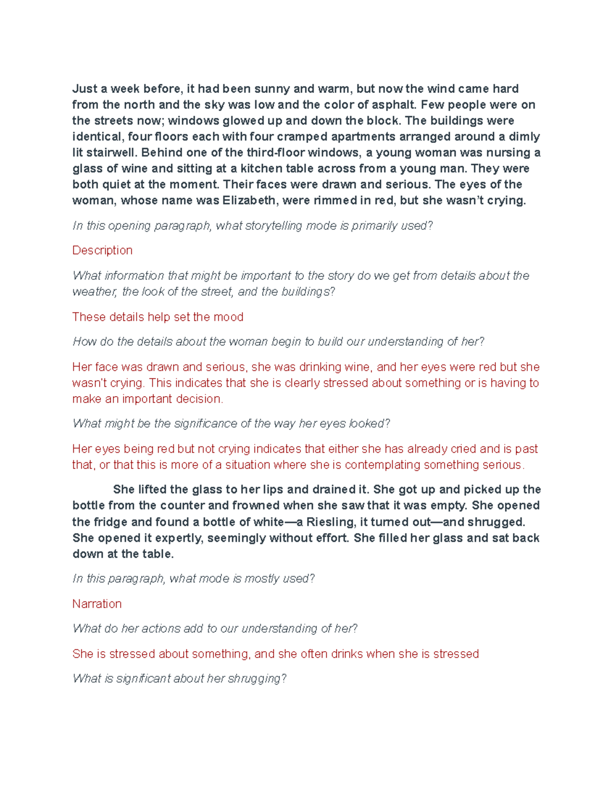 Mode of Storytelling Exercise - Just a week before, it had been sunny ...