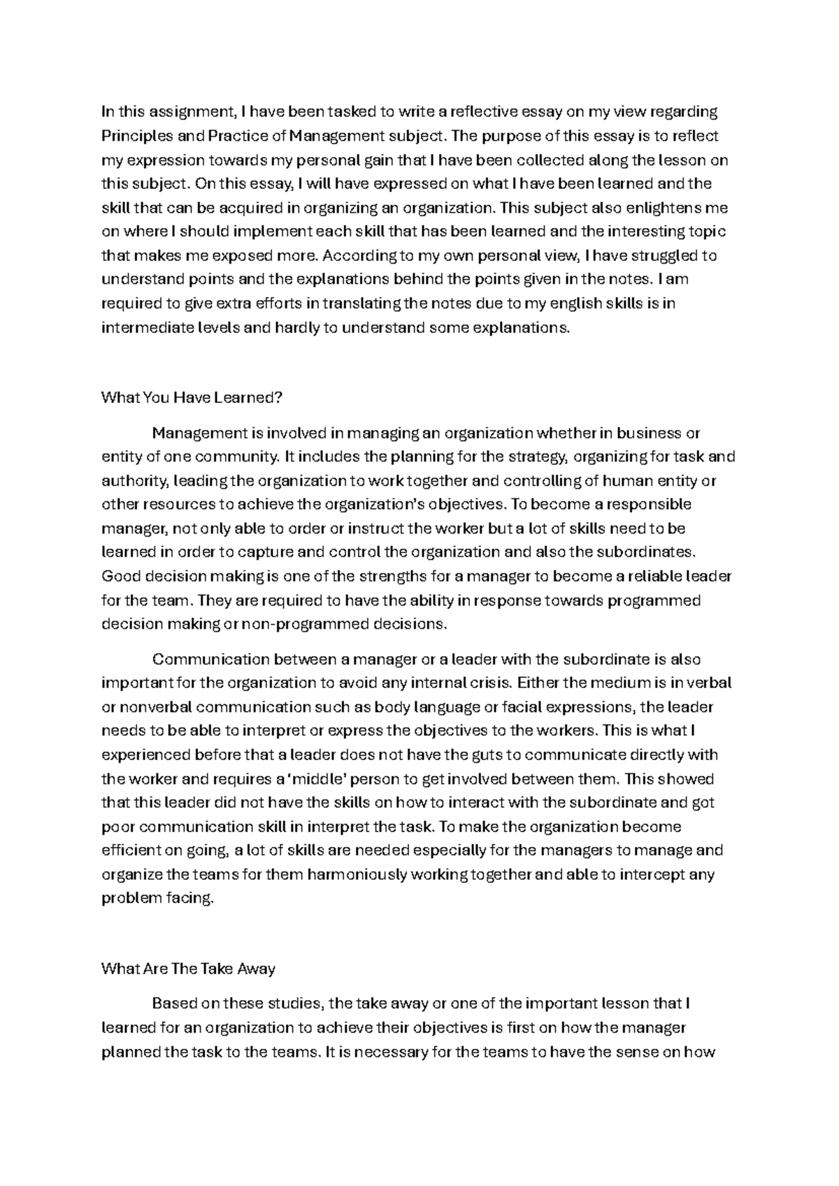 Assignment - Reflective Essay - In this assignment, I have been tasked ...