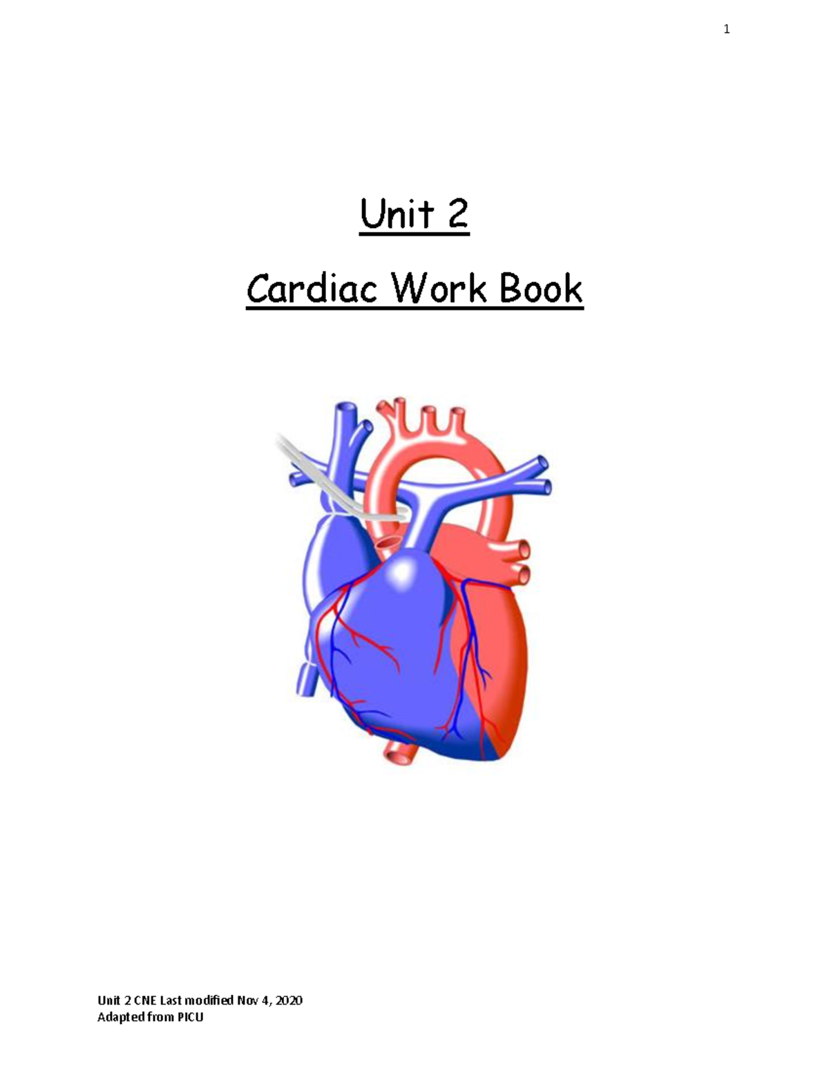 Cardiac Workbook Unit 2 Nov 5 2020 - Unit 2 CNE Last modified Nov 4 ...