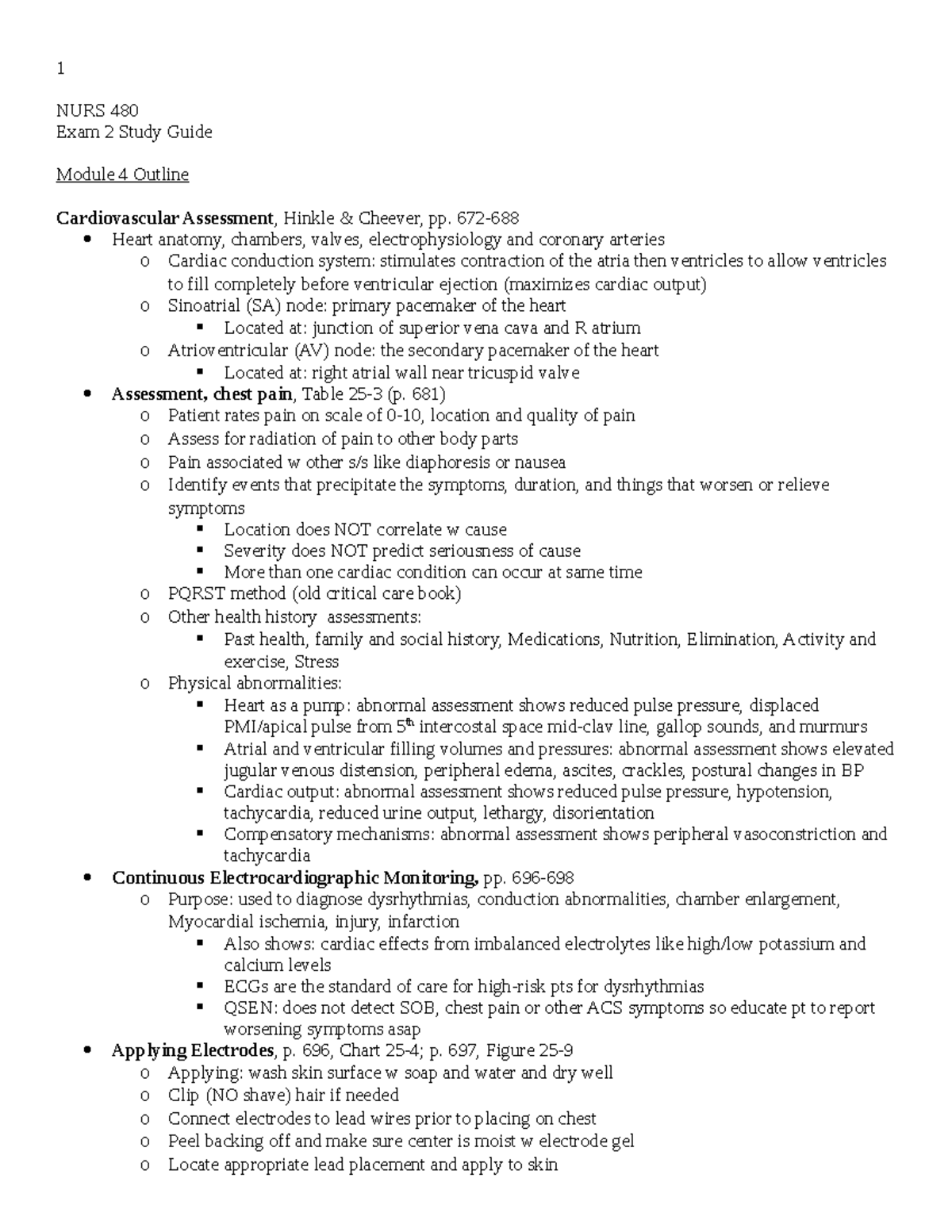480 Exam 2 Study Guide - NURS 480 Exam 2 Study Guide Module 4 Outline ...