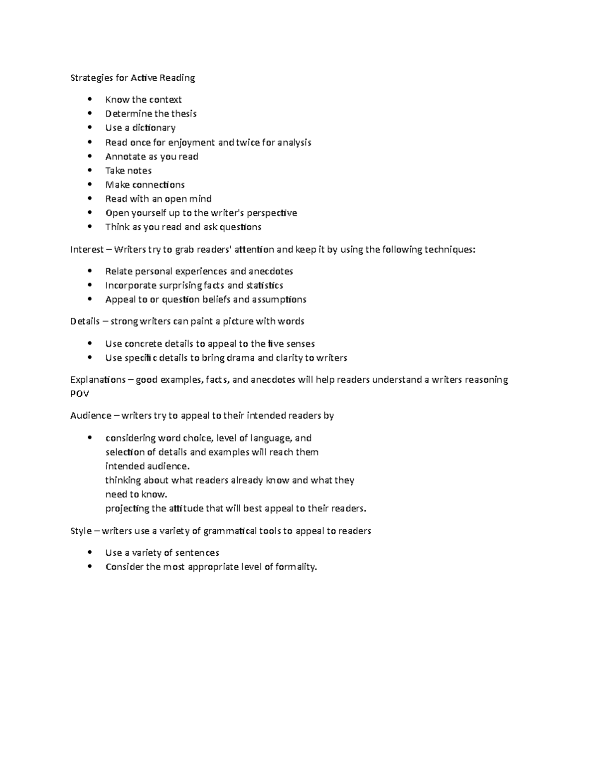 English Notes on paragraphs - Strategies for Active Reading Know the ...
