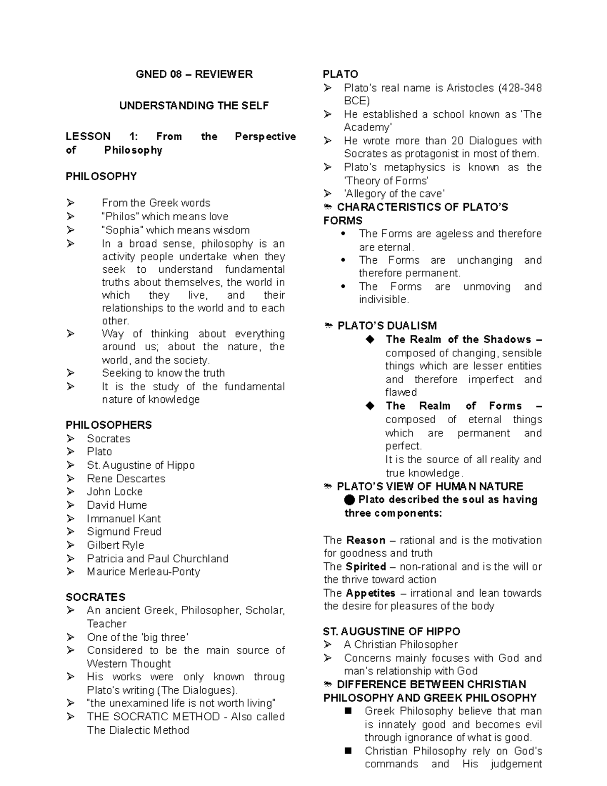 GNED 08 Reviewer - GNED 08 – REVIEWER UNDERSTANDING THE SELF LESSON 1 ...