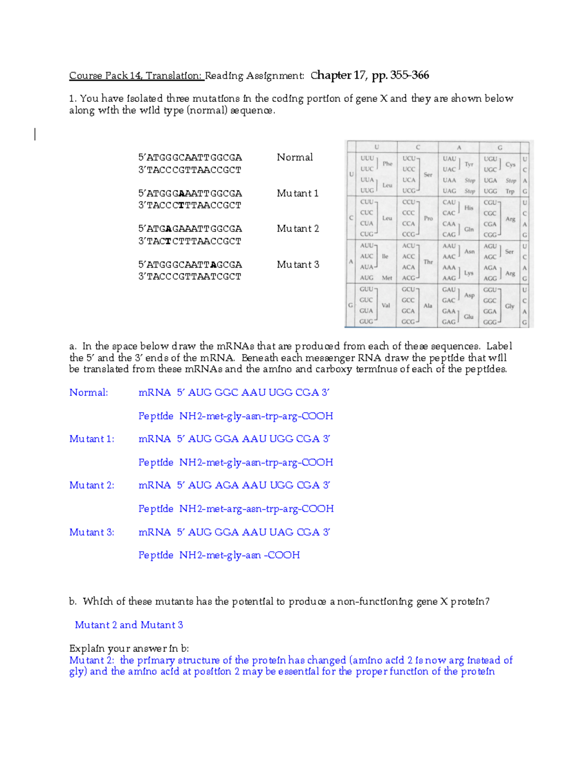 Course Pack 14 Translation KEY - Course Pack 14, Translation: Reading ...