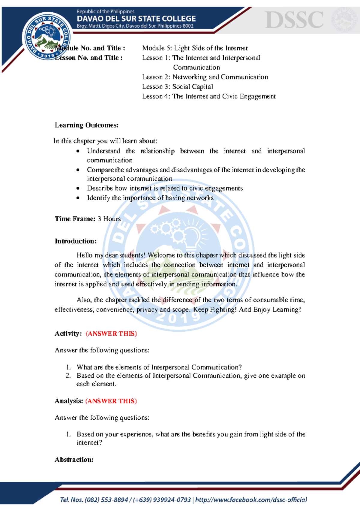 Module-5-Light-Side-of-the-Internet 2 - Module No. and Title : Module 5 ...