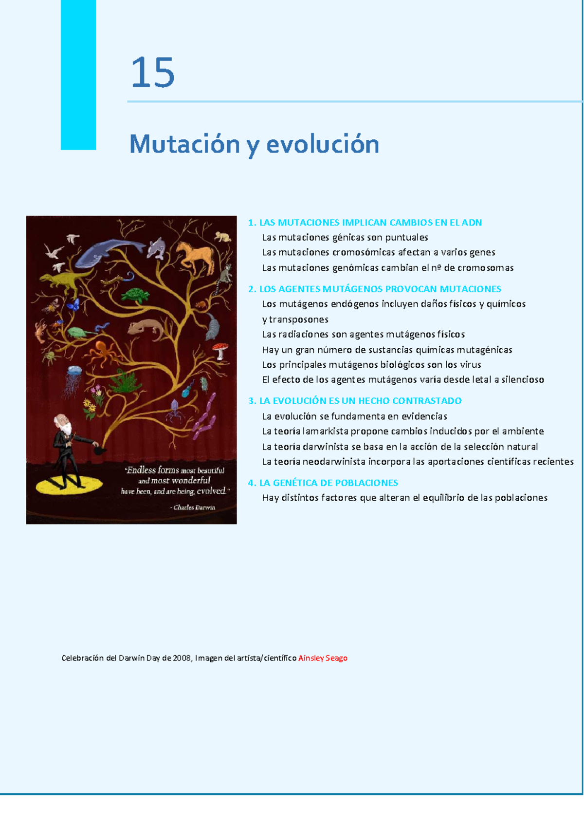 Tema 16. Mutación y evolución cor - 15 Mutación y evolución 1. LAS MUTACIONES IMPLICAN CAMBIOS ...