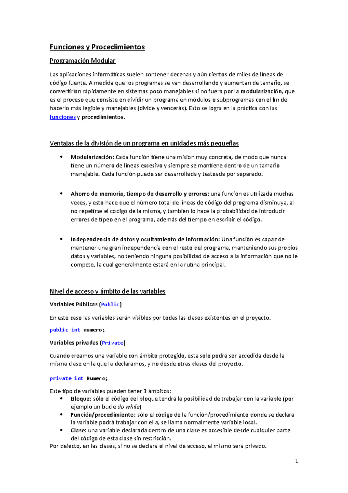 Funciones Procedimientos - Funciones y Procedimientos Programación ...