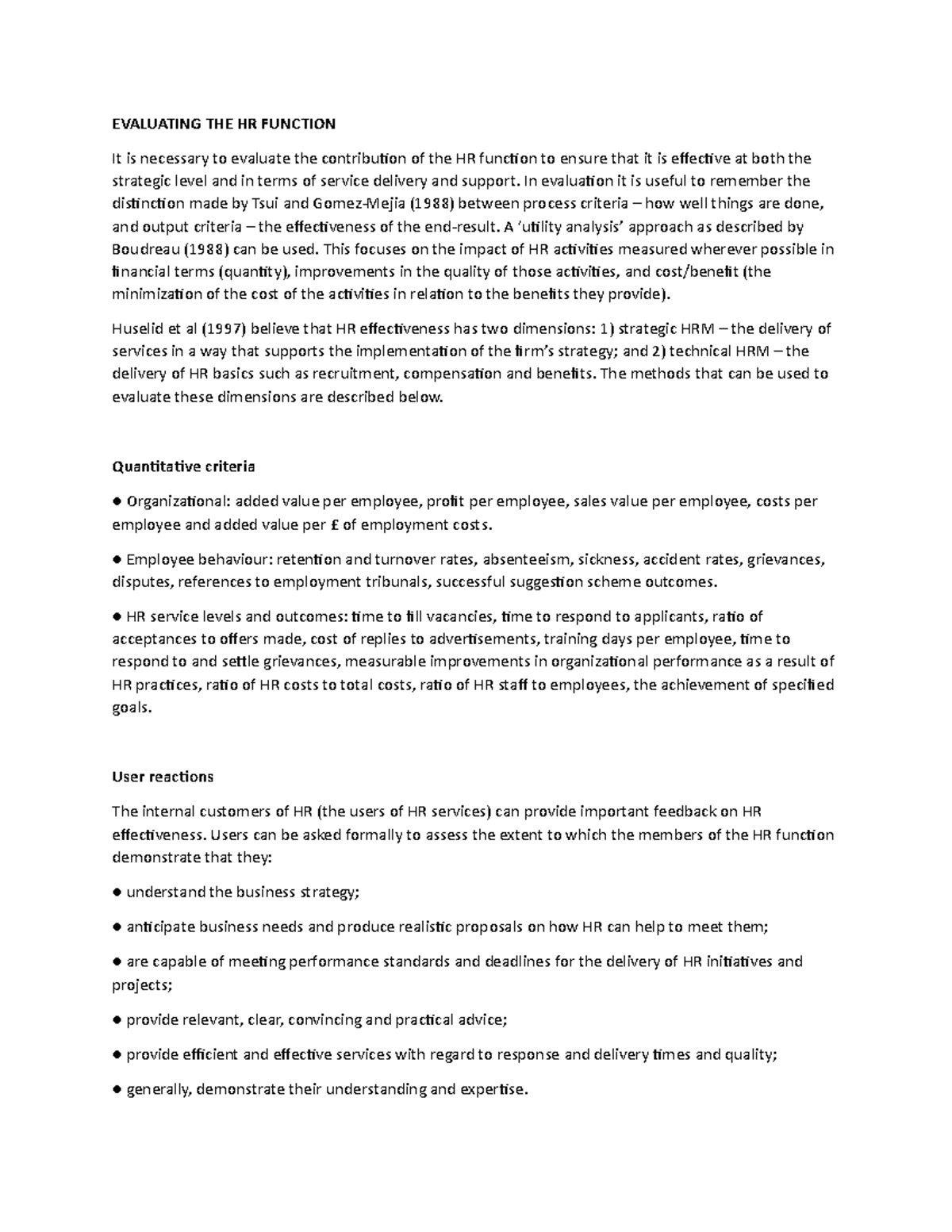 Evaluating THE HR Function - EVALUATING THE HR FUNCTION It is necessary ...