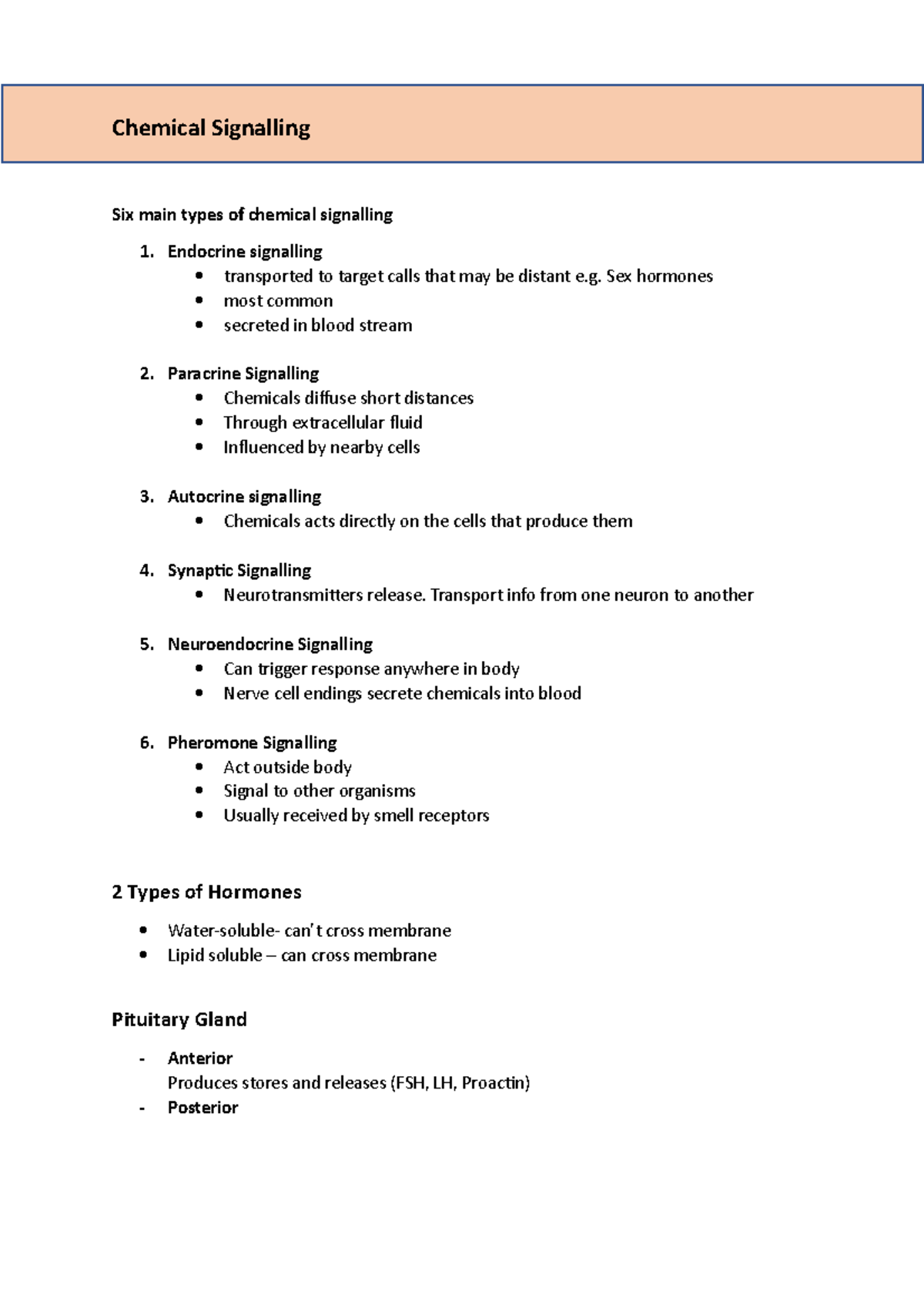 Animal Structure and Function - Chemical Signalling - Chemical ...