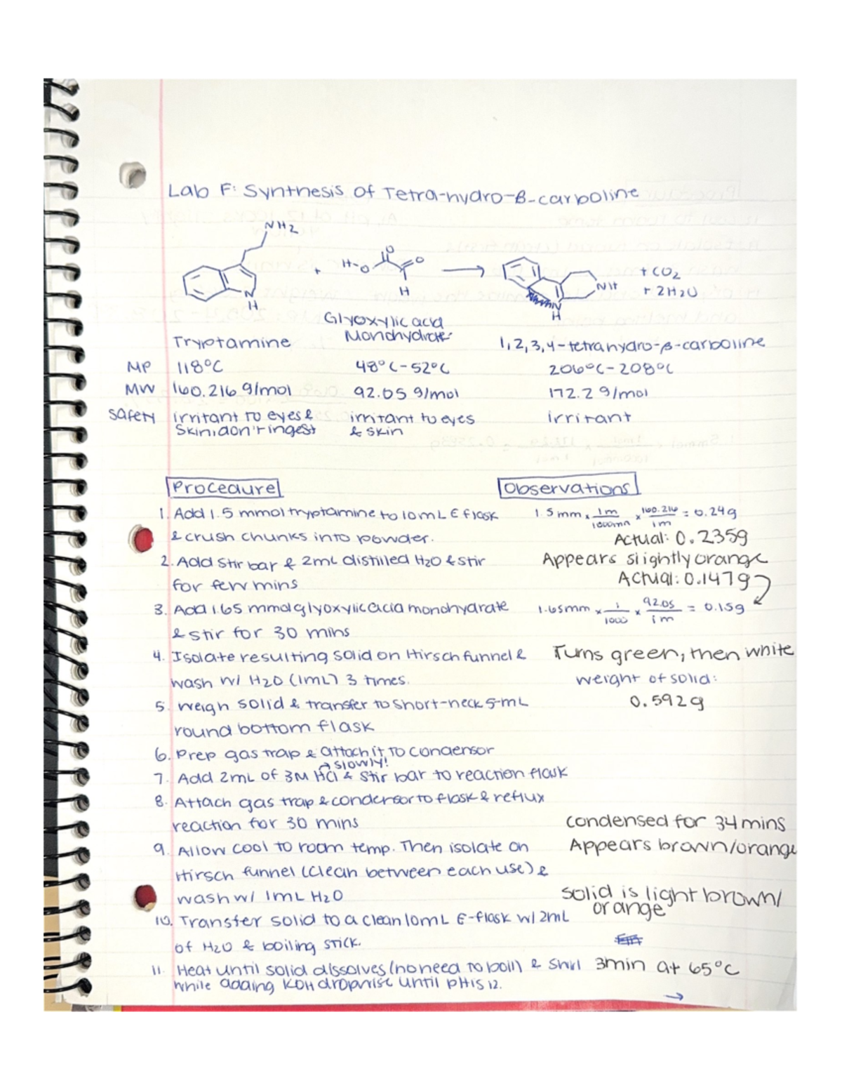Notebook pages 3:12 - None - Lab F: Synthesis of boline NH2 amot 0 NW t ...