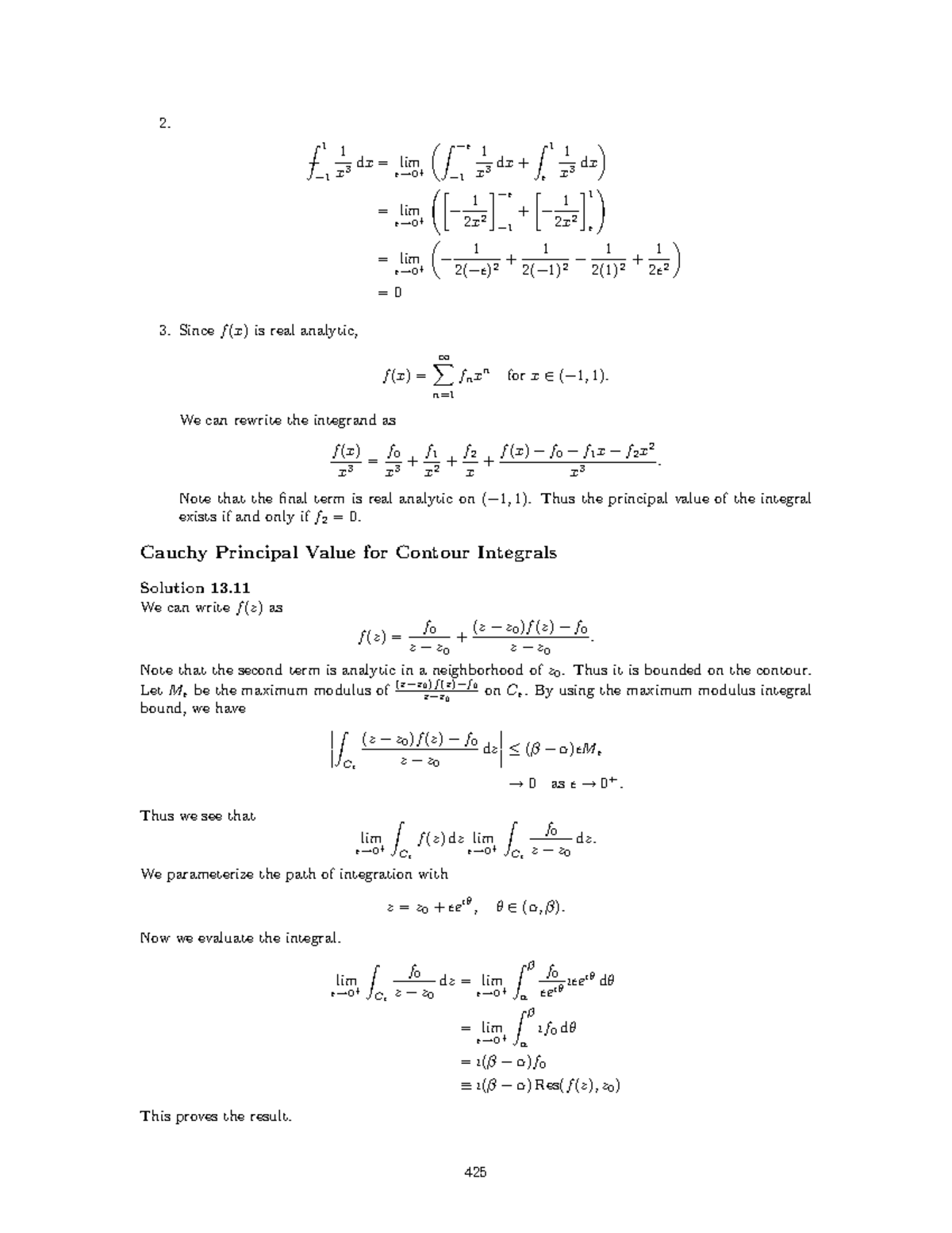 Ref MATH Adv Math Methods Sean Mauch-112 - 2. − ∫ 1 − 1 1 x 3 dx = lim ...