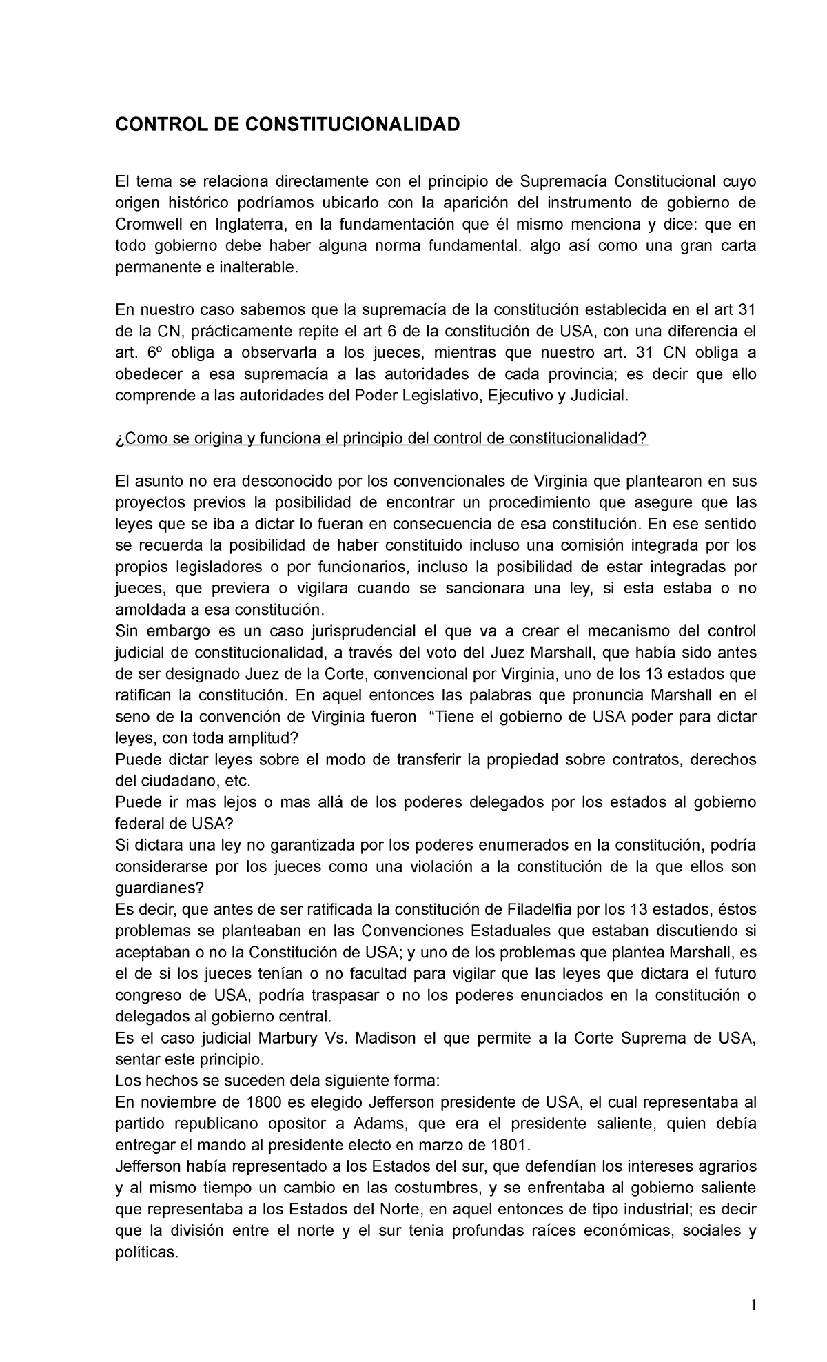 Control de Constitucionalidad resumen - CONTROL DE CONSTITUCIONALIDAD ...