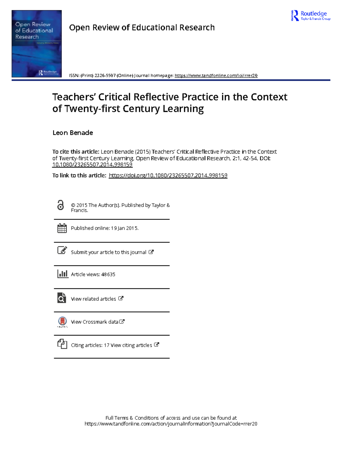 4. Teachers Critical Reflective Practice in the Context of Twenty first ...