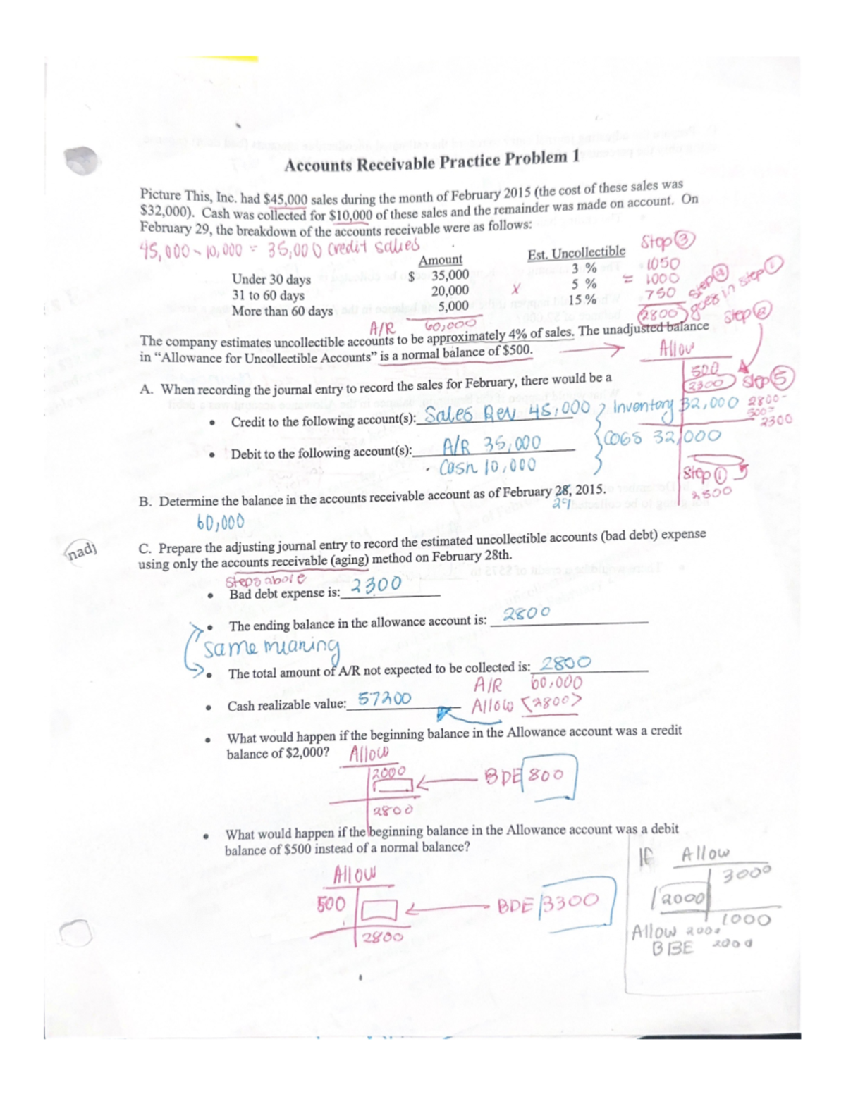 Accounts Receivable Practice Problem 1 - ACCT 30253 - Studocu