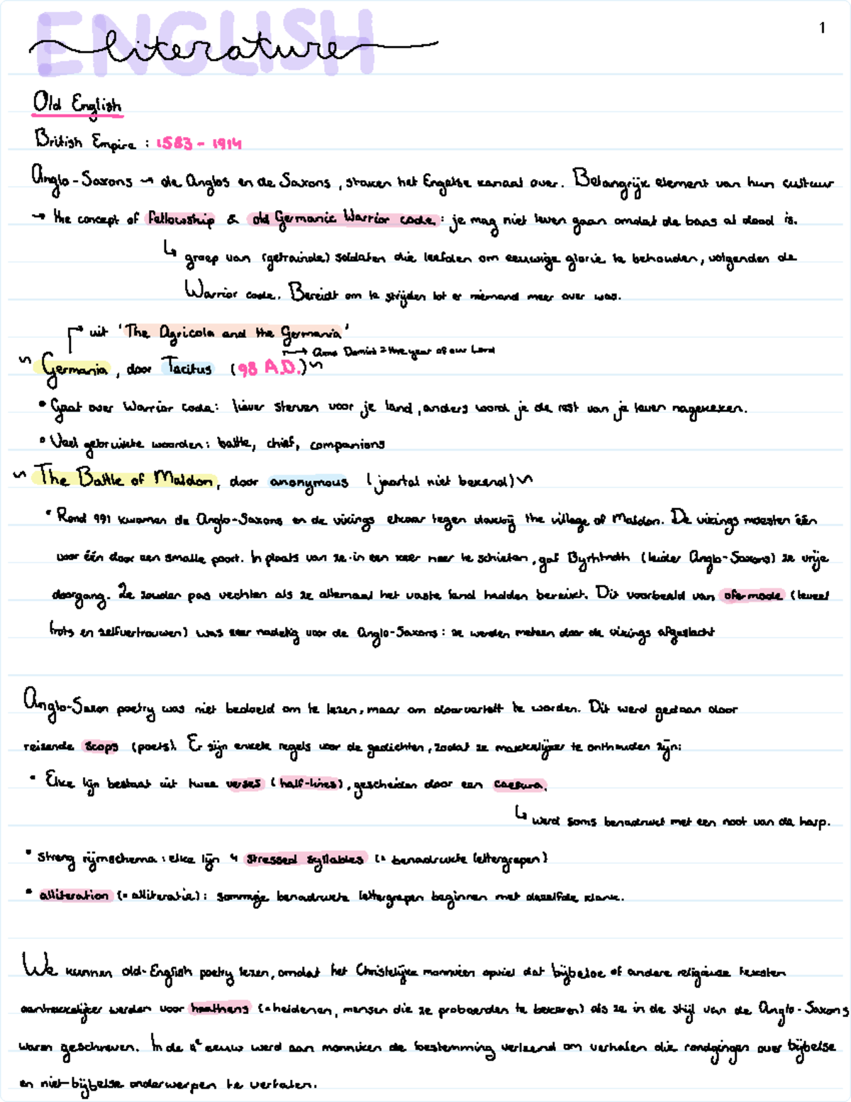 English Literature - FM4.01 - Studocu