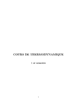 Travaux dirigés de la thermodynamique. - Série d’exercices de Thermodynamique Exercice 1. Donner ...
