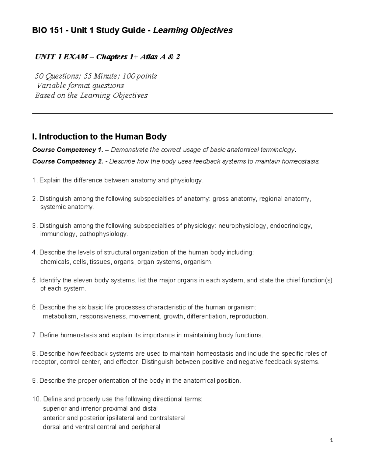 Unit1-Study Guide-2022 - UNIT 1 EXAM – Chapters 1+ Atlas A & 2 50 ...