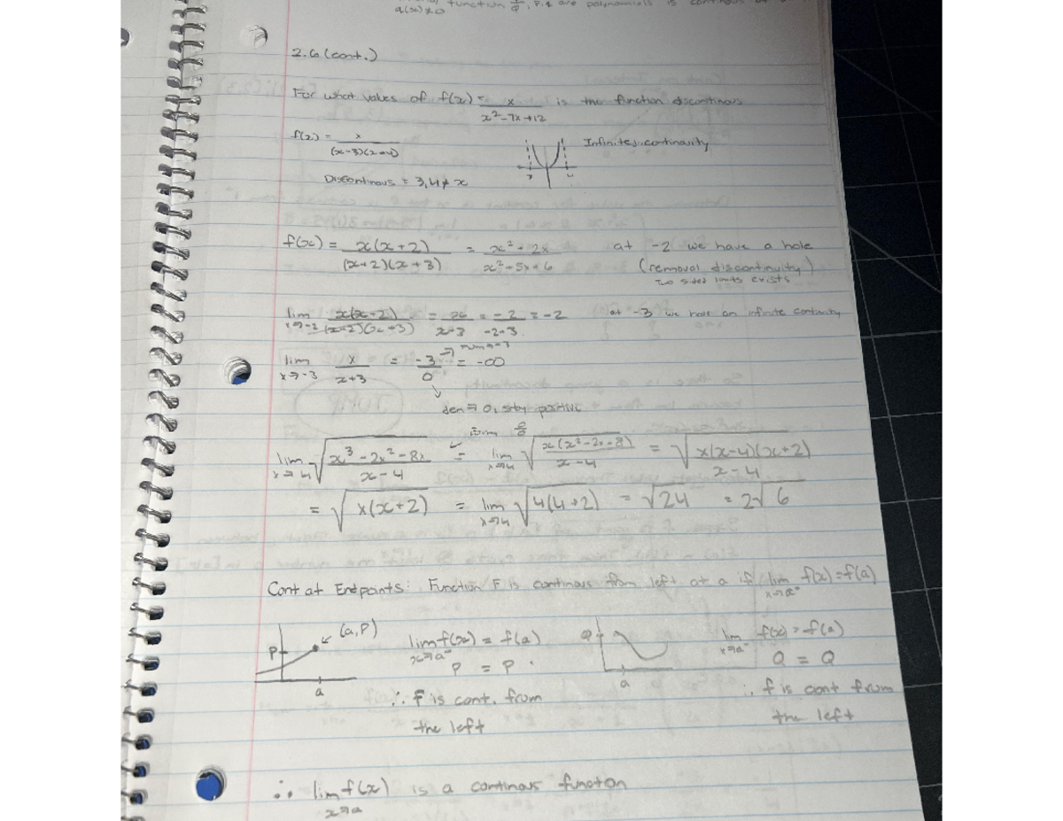 Calculus Chapter 2 notes and important things to know - MATH 1426 - Studocu