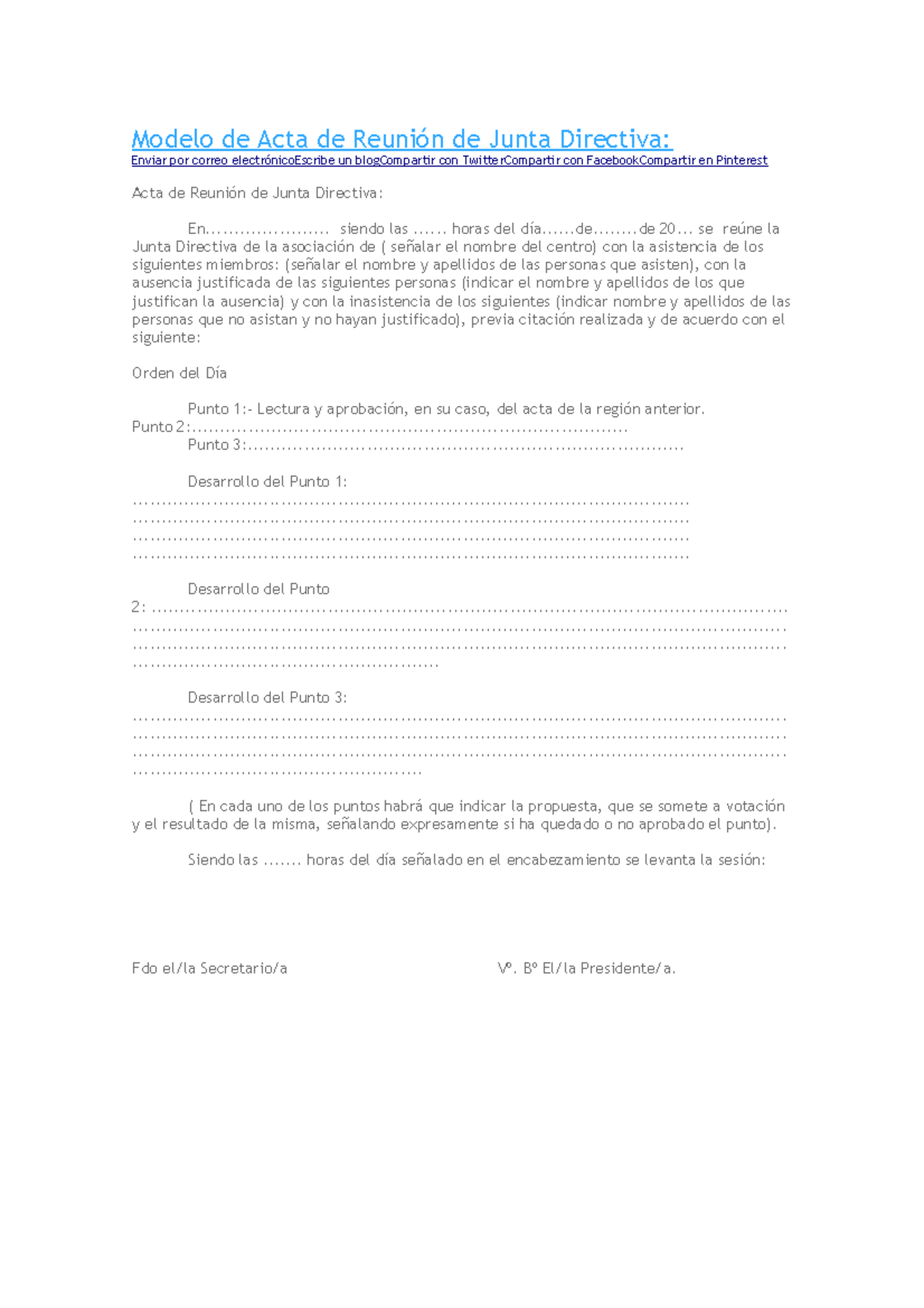 Modelo de Acta de Reunión de Junta Directiva - Modelo de Acta de Reunión de Junta Directiva ...