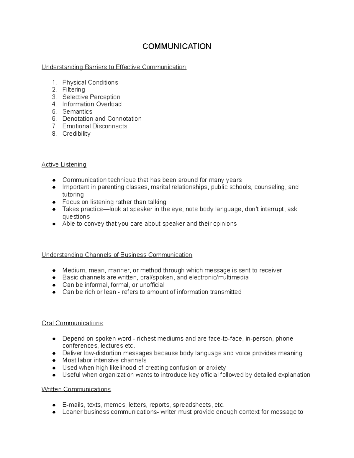 BUS 200 Notes Communication Part 2 - COMMUNICATION Understanding ...