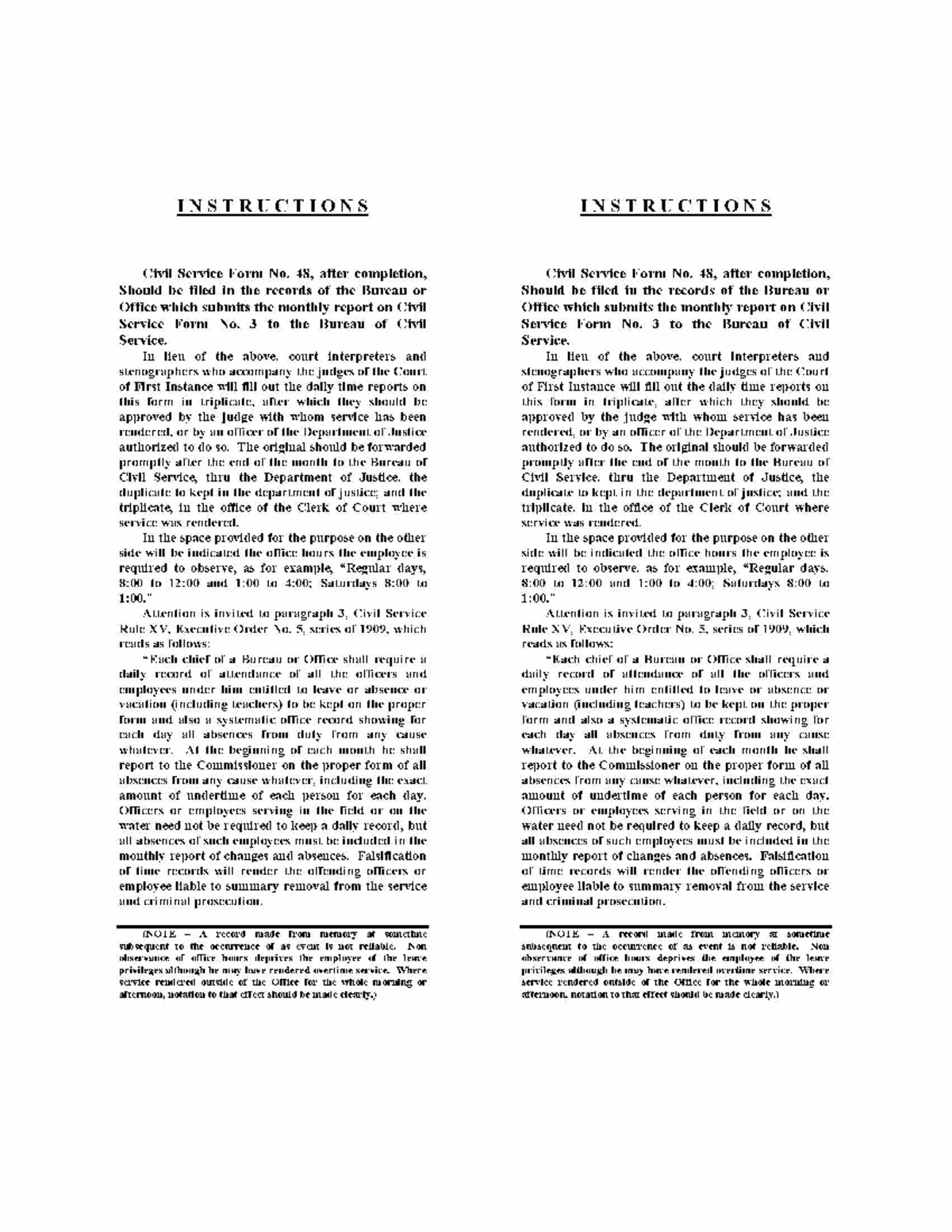 Form-48 BACK-1 - DTR - INSTRUCTIONS INSTRUCTIONS Civil Service Form No ...