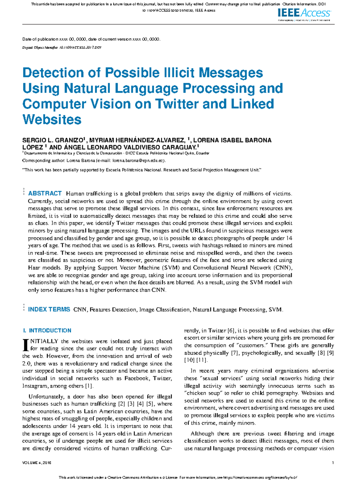 Detection of Possible Illicit Messages Using Natur - 10.1109/ACCESS.2020, IEEE Access Date of ...