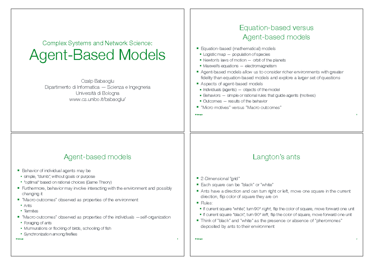04-Models-Agents - Slides of the Professor - Complex Systems and ...