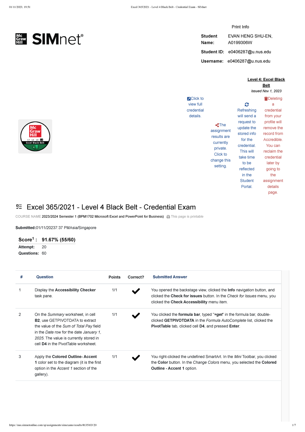 Excel 365 2021 - Level 4 Black Belt - Credential Exam - SIMnet - Excel ...