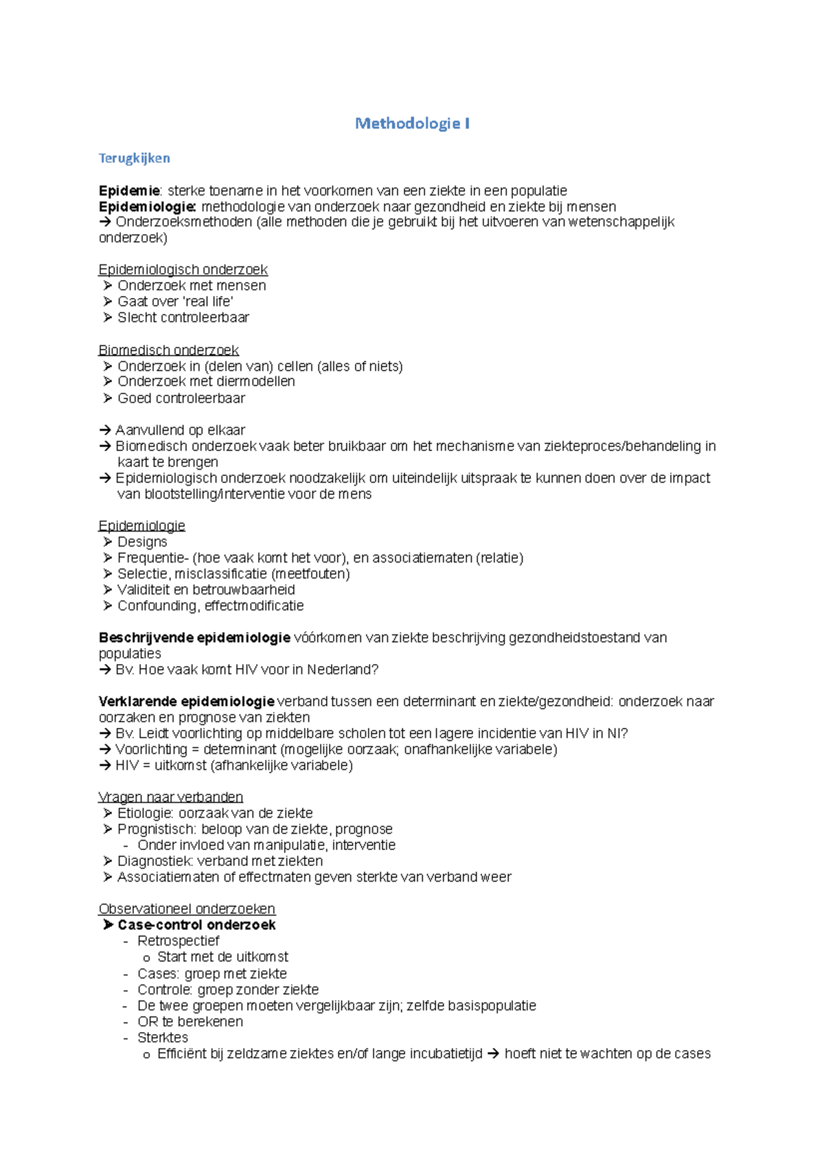 Hoorcollege Methodologie Methodologie I Terugkijken Epidemie Sterke