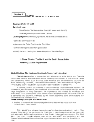 The Contemporary World-The Structures of Globalization - UNIT II THE ...