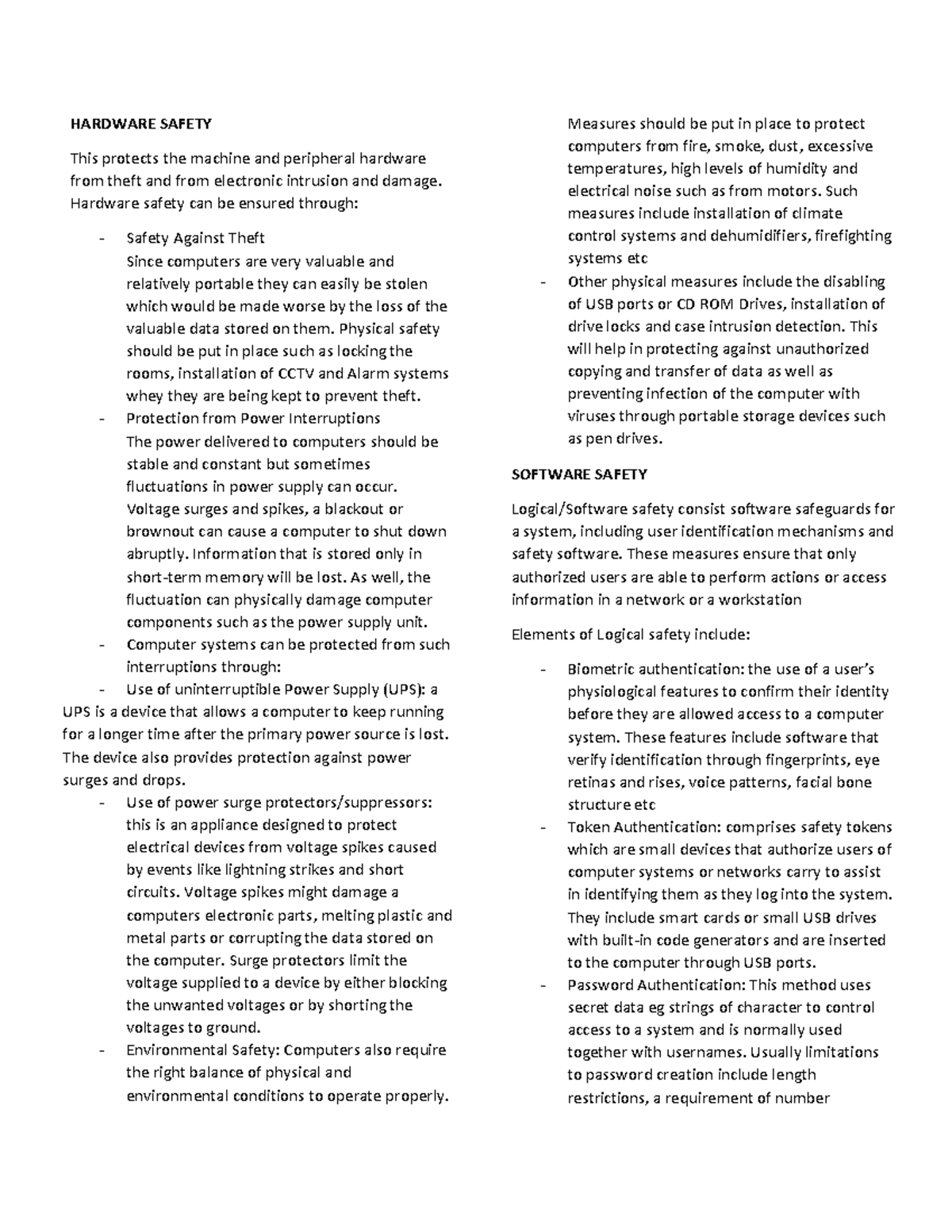 Computer Hardware Safety - HARDWARE SAFETY This protects the machine ...