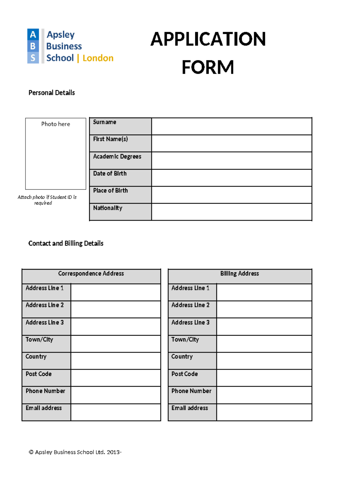 ABS-+Standard+Application+Form+Editable - © Apsley Business School Ltd ...