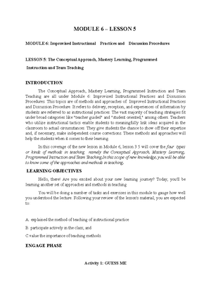 Module 6- Time–tested method- Lesson 3-docx - MODULE 6 – LESSON 3 ...