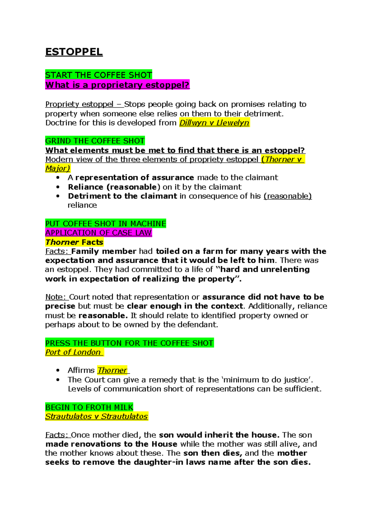 Estoppel Structure - ESTOPPEL START THE COFFEE SHOT What is a ...