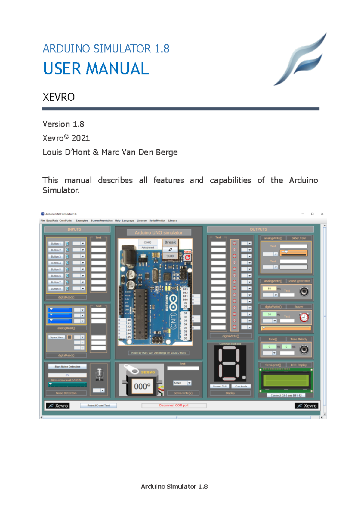 Arduino Simulator - ARDUINO SIMULATOR 1. 8 USER MANUAL XEVRO Version 1 ...
