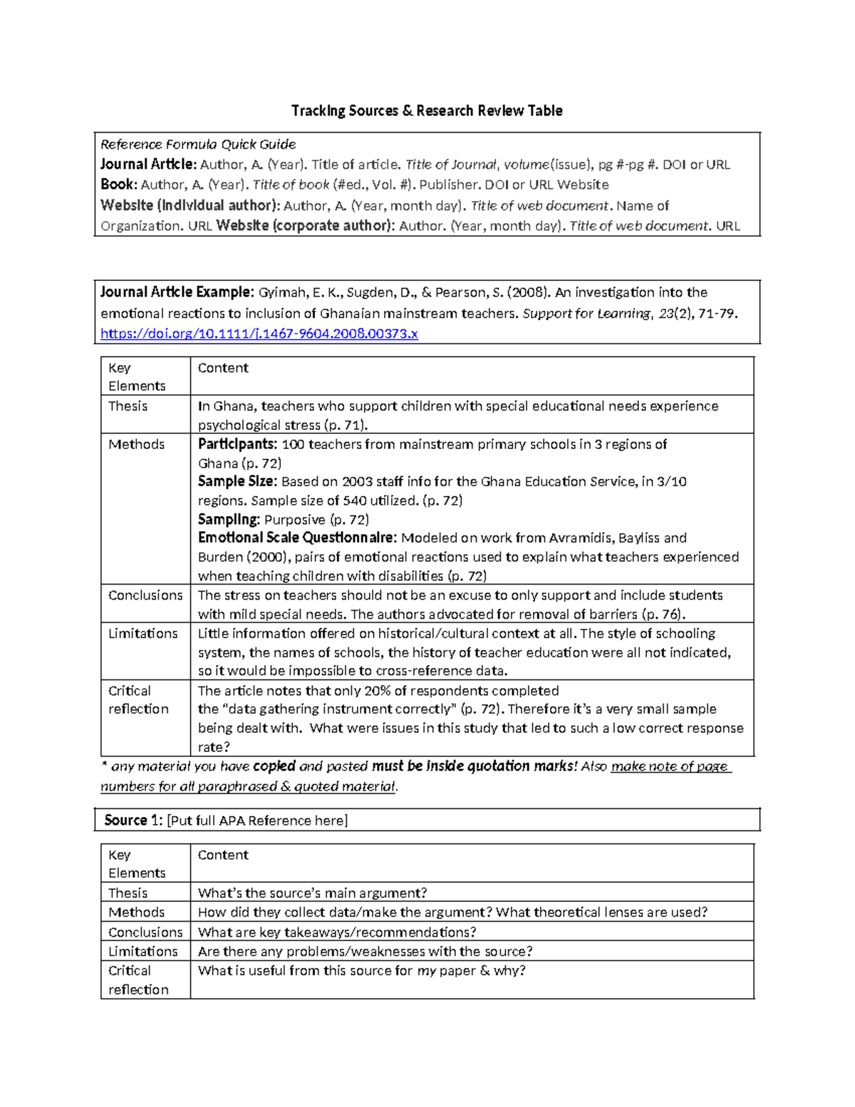 APA 7 Version- Tracking Sources - Tracking Sources & Research Review ...