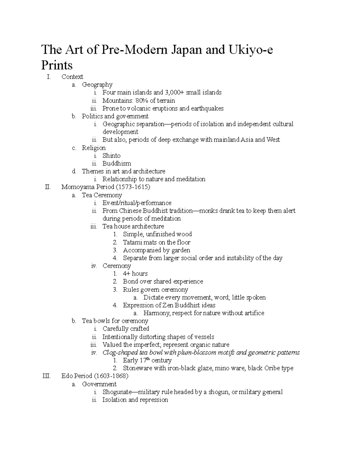 The Art of Pre-Modern Japan and Ukiyo-e Prints - Context a. Geography i ...