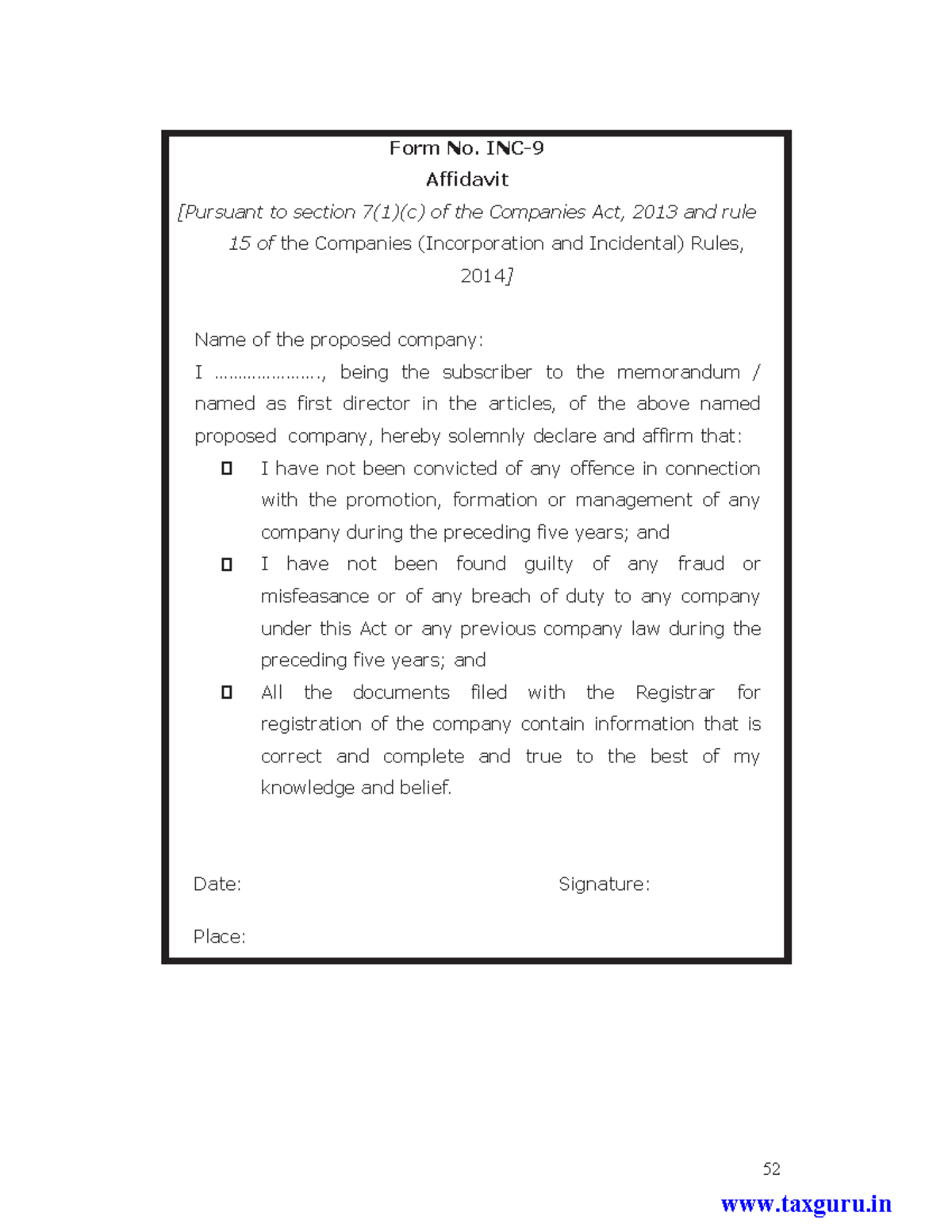 INC-Forms-taxguru - INC FORMS - 52 Form No. INC- Affidavit [Pursuant to ...